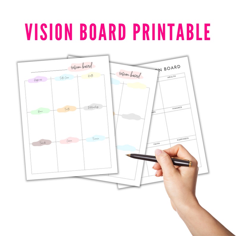 Vision Board Printable | Focus Board Printable | Vision Board PDF ...