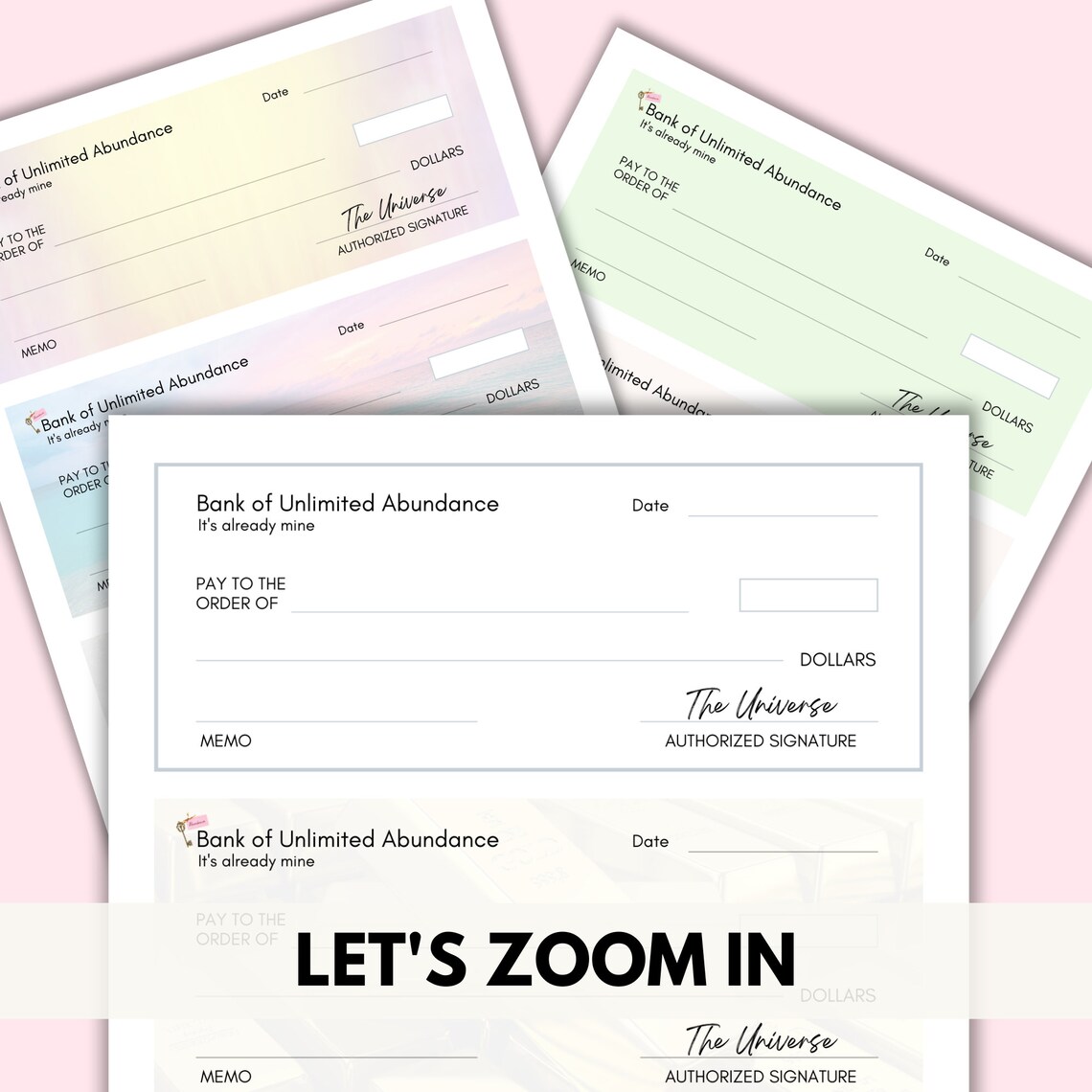 Abundance Checks | Manifestation Checks | Law of Attraction Blank ...