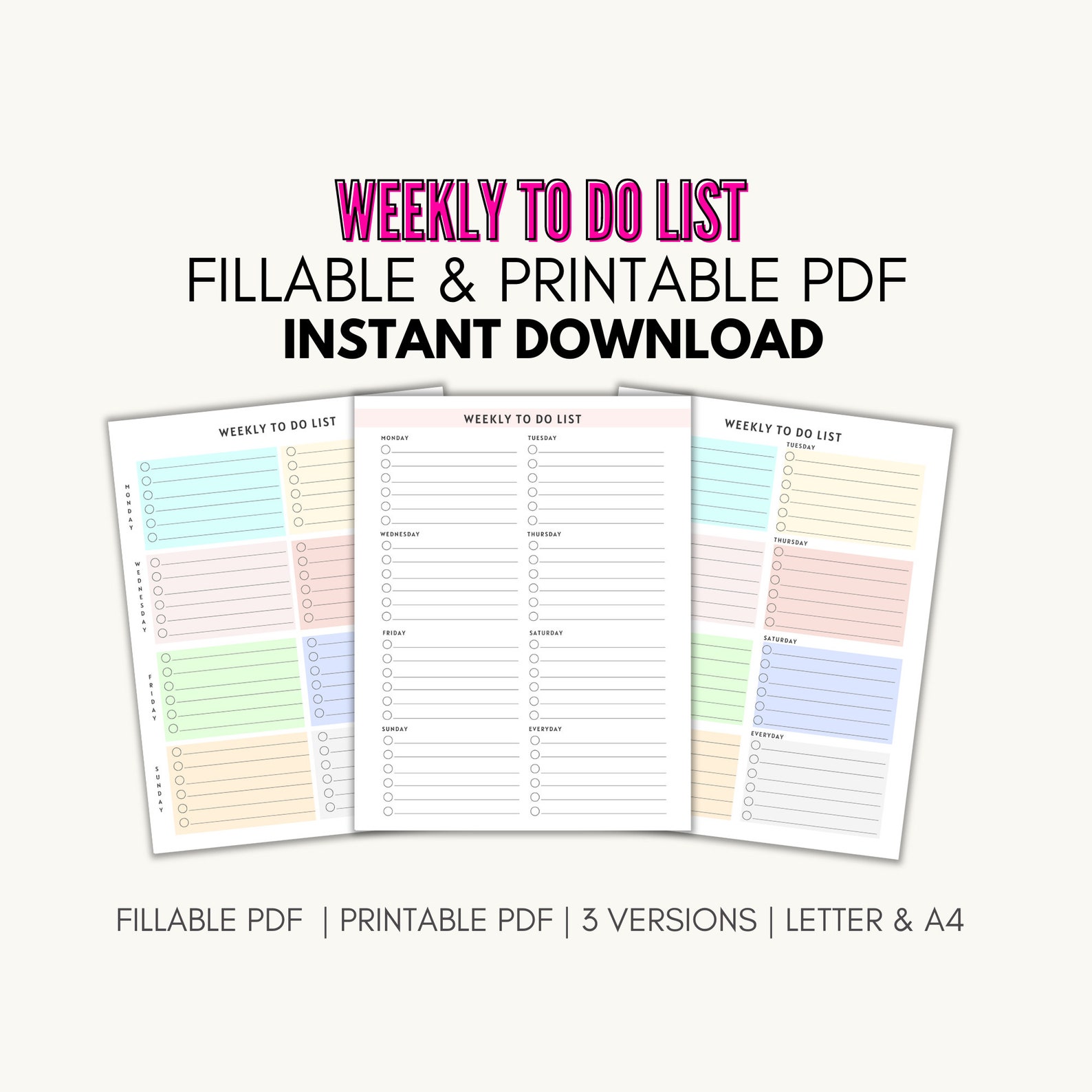 Editable Weekly to Do List Planner Printable, Checklist, Printable PDF ...