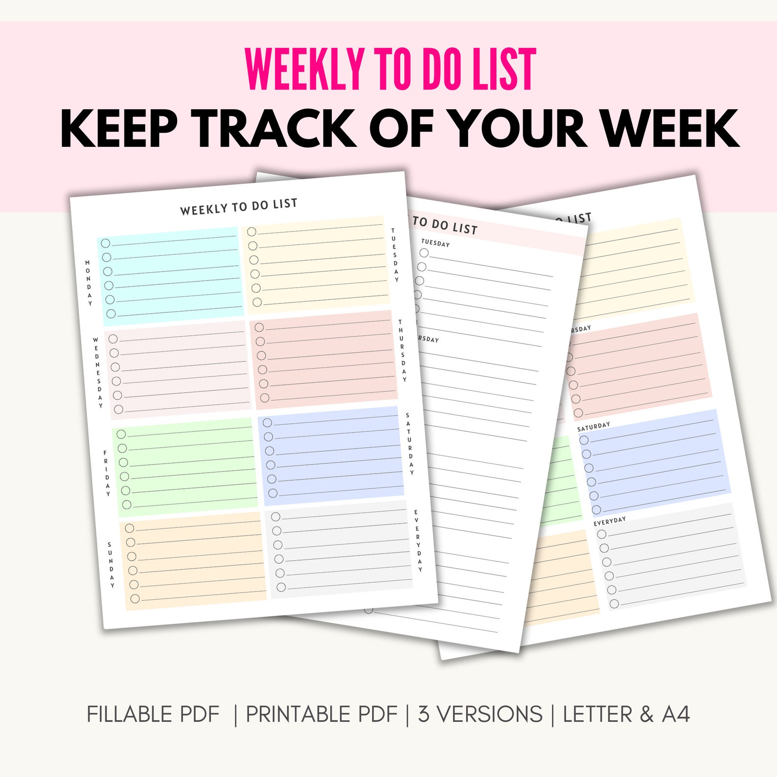 Editable Weekly to Do List Planner Printable, Checklist, Printable PDF ...