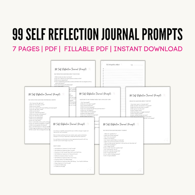 99 Self Reflection, Personal Growth Journal Prompts Self Discovery ...