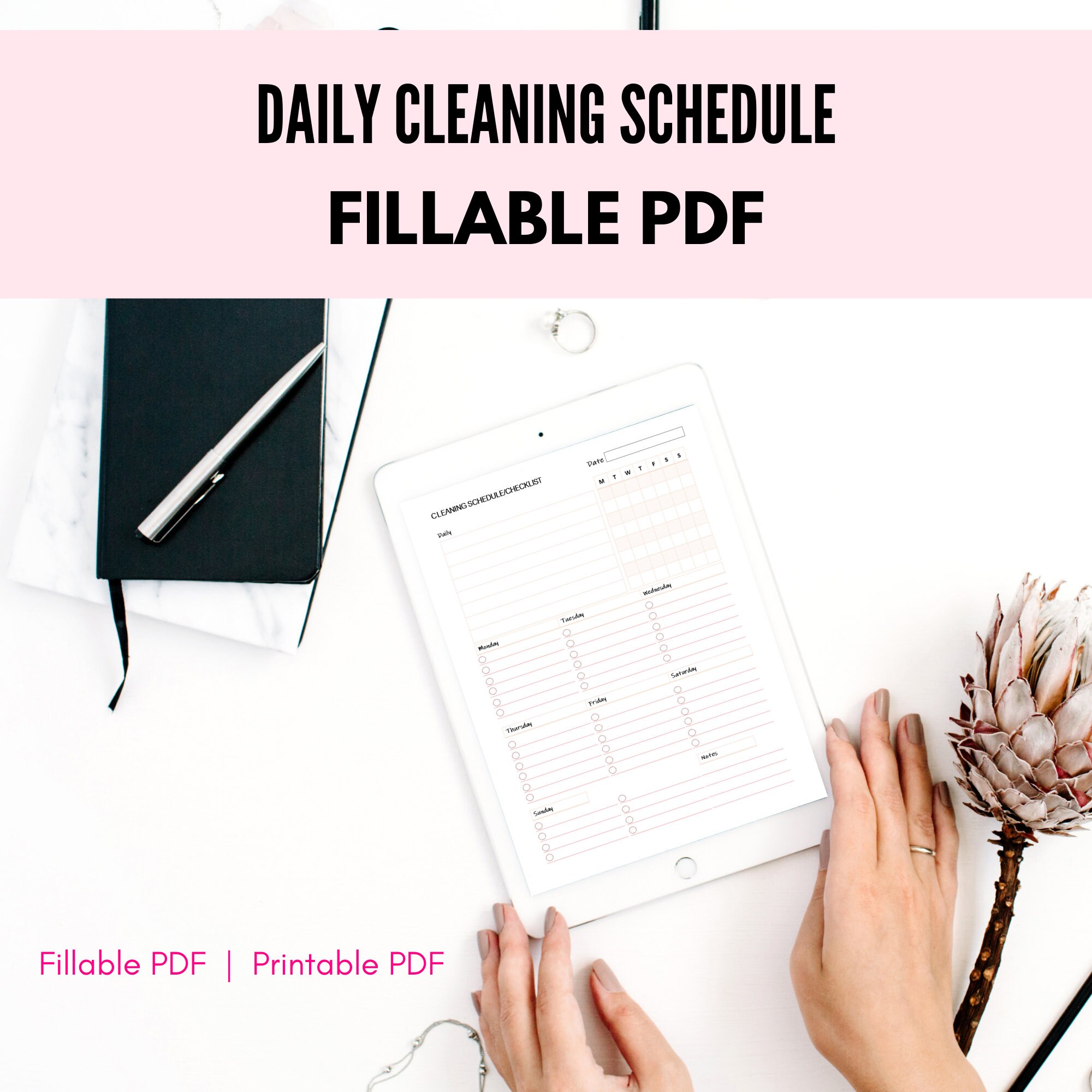 Editable Daily Cleaning Schedule Checklist PDF | PDF Printable Daily ...