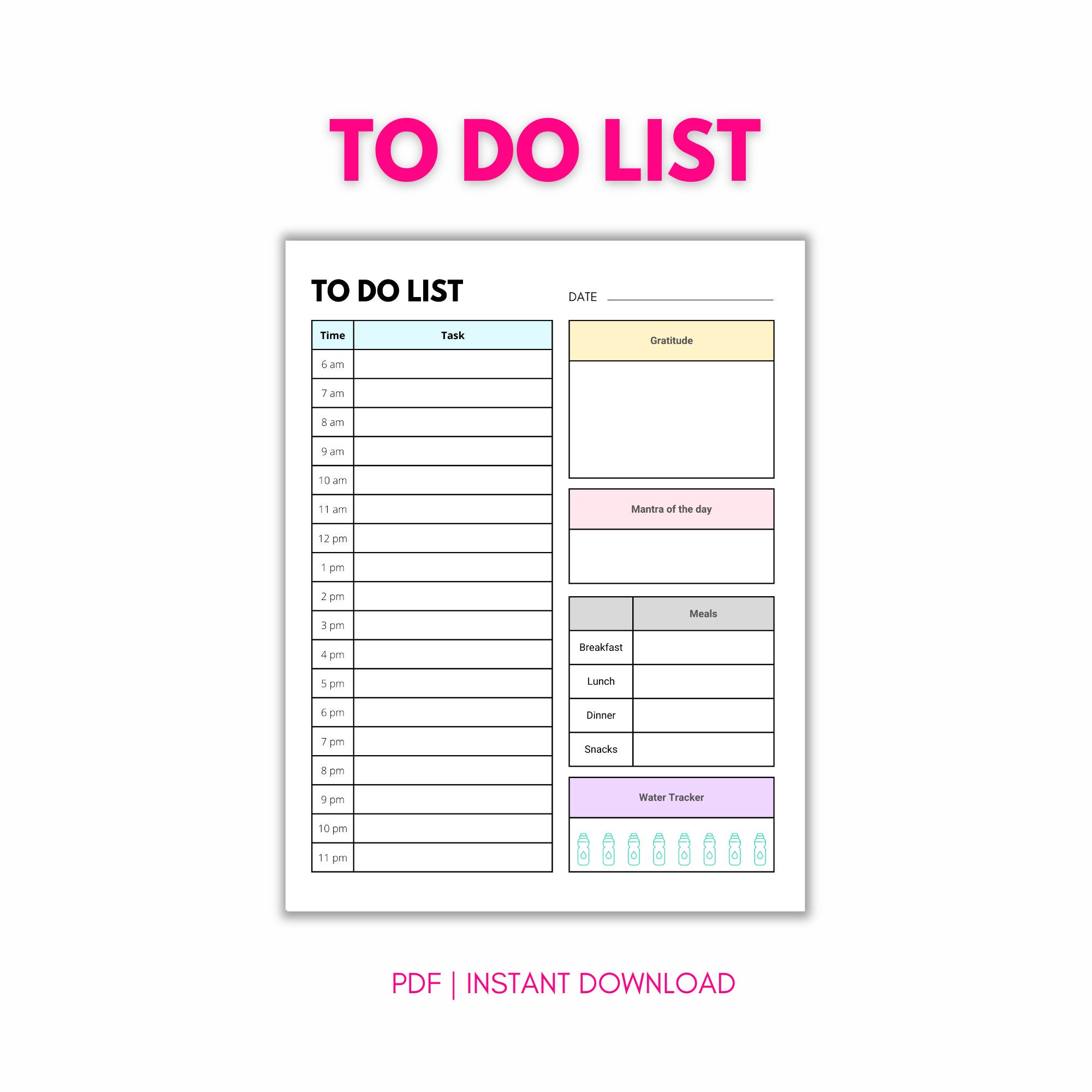 To Do List Printable | PDF | to Do Planner | Daily to Do List | Daily ...