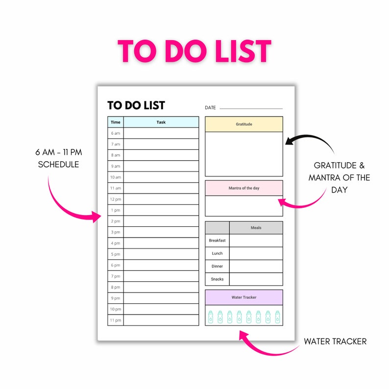 To Do List Printable | PDF | to Do Planner | Daily to Do List | Daily ...