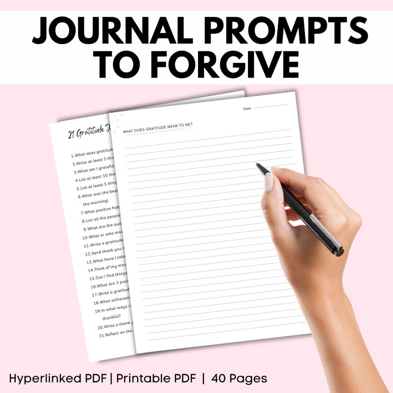 Journal Prompts to Forgive | Forgiveness Therapy Workbook | Letting Go ...