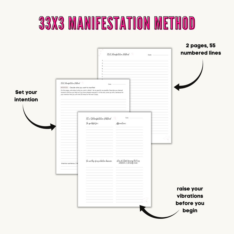 55x5 Manifestation Method 5x55 Method 555 Manifestation Journal Law Of