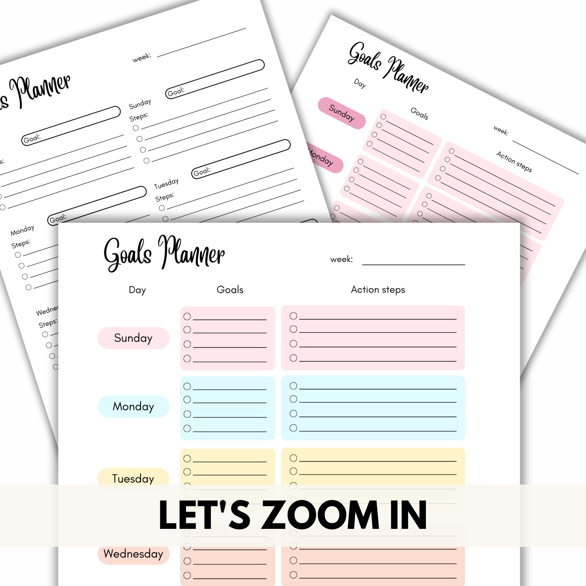 Weekly Goals Planner | Life Planner | Goal Action Steps | Goals ...