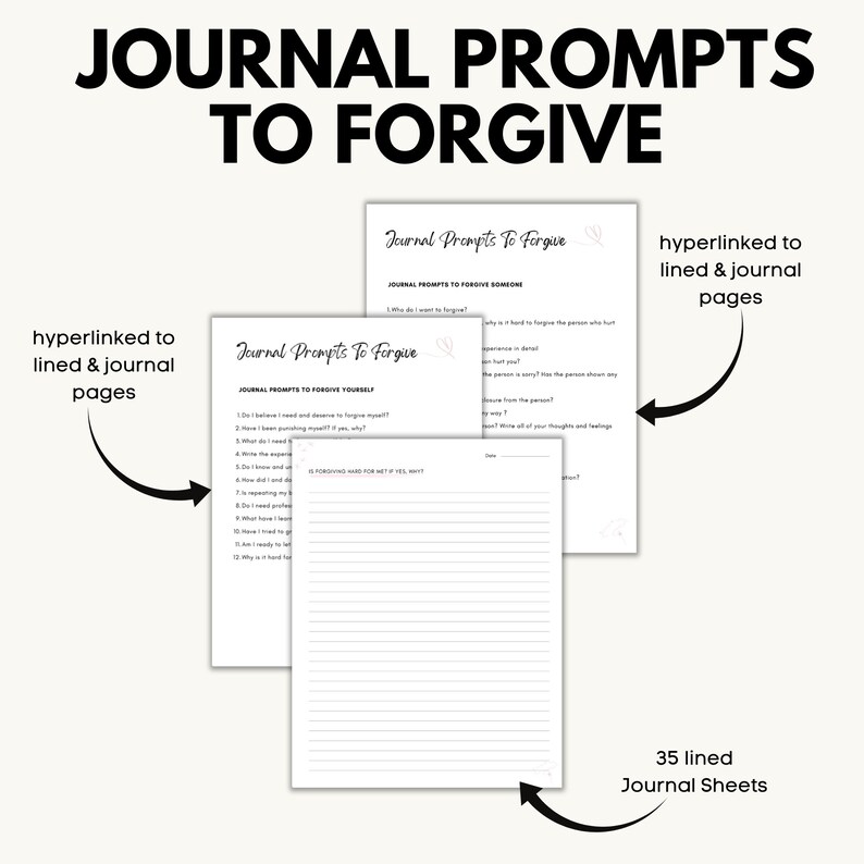 Journal Prompts to Forgive | Forgiveness Therapy Workbook | Letting Go ...