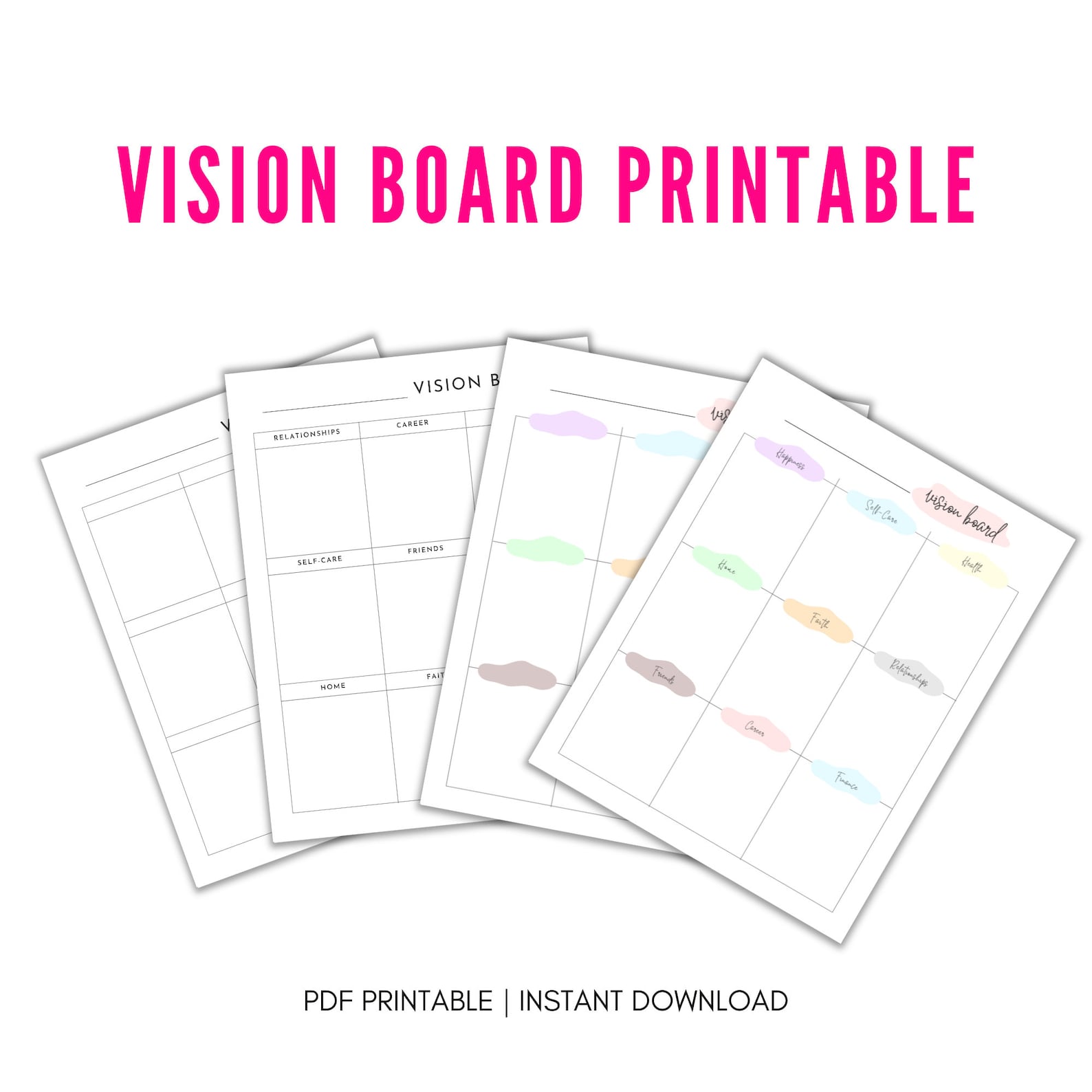 Vision Board Printable | Focus Board Printable | Vision Board PDF ...