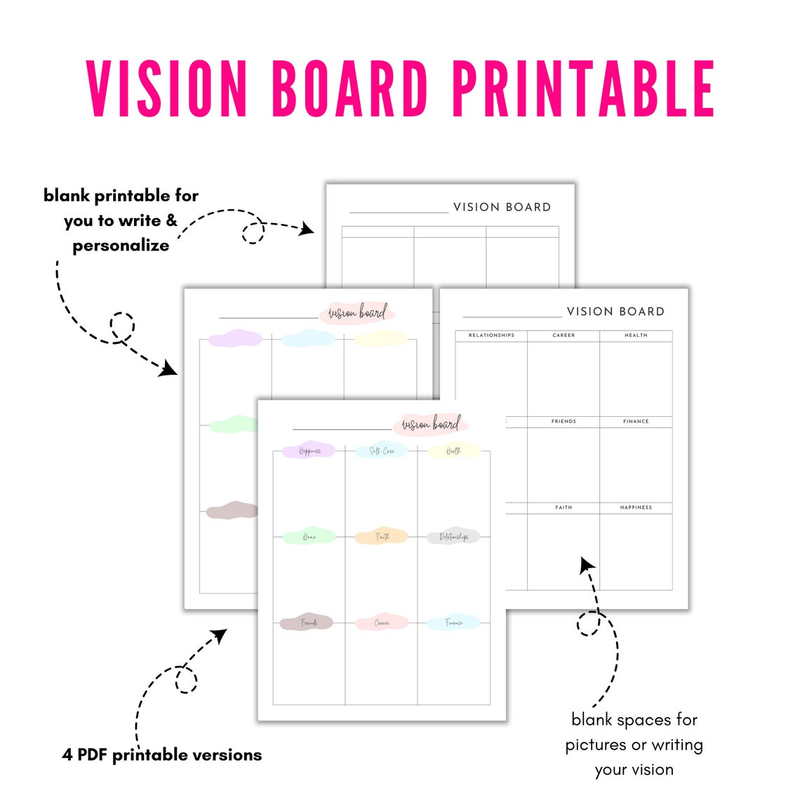 Vision Board Printable | Focus Board Printable | Vision Board PDF ...