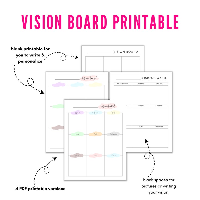 Vision Board Printable Focus Board Printable Vision Board - Etsy
