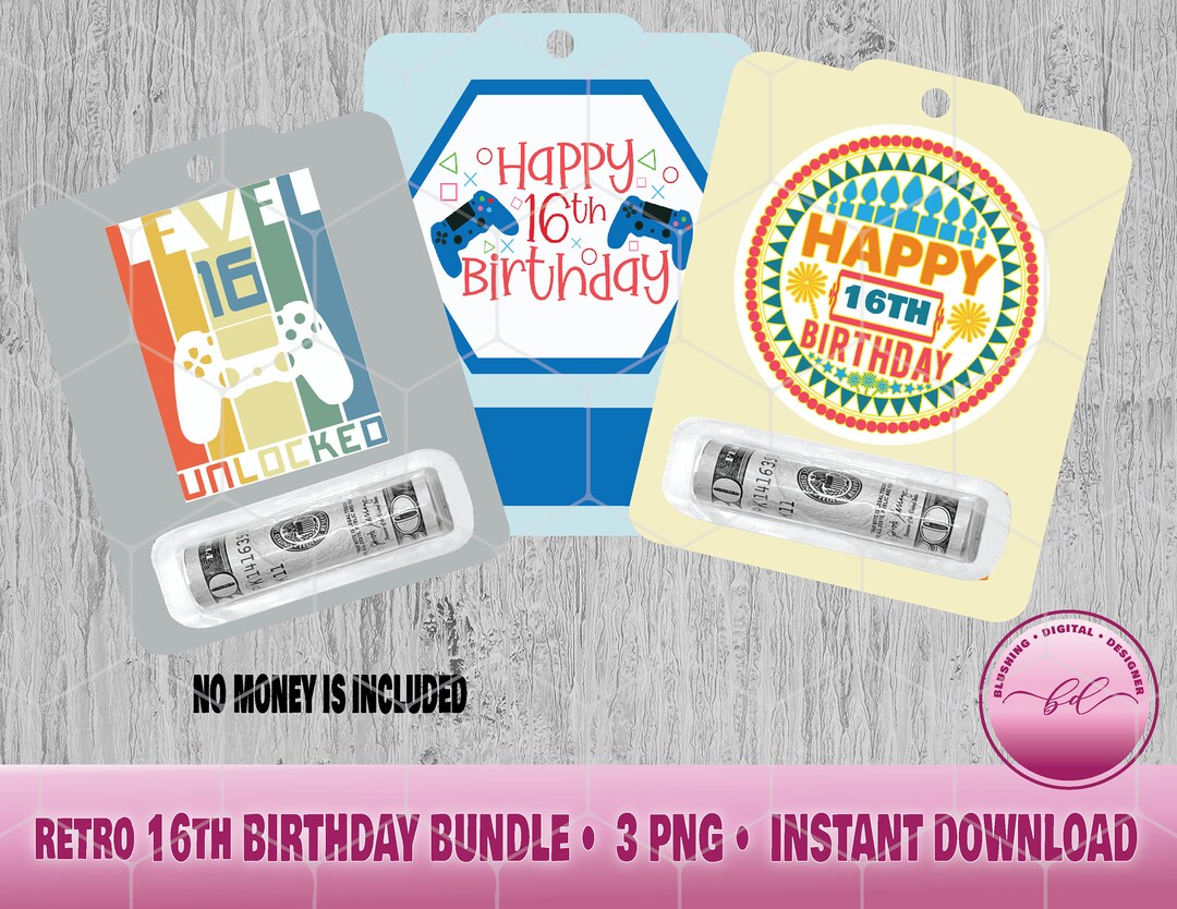 Retro Gamer 16TH Birthday Gift Printable Money Card, Lip Balm Money ...