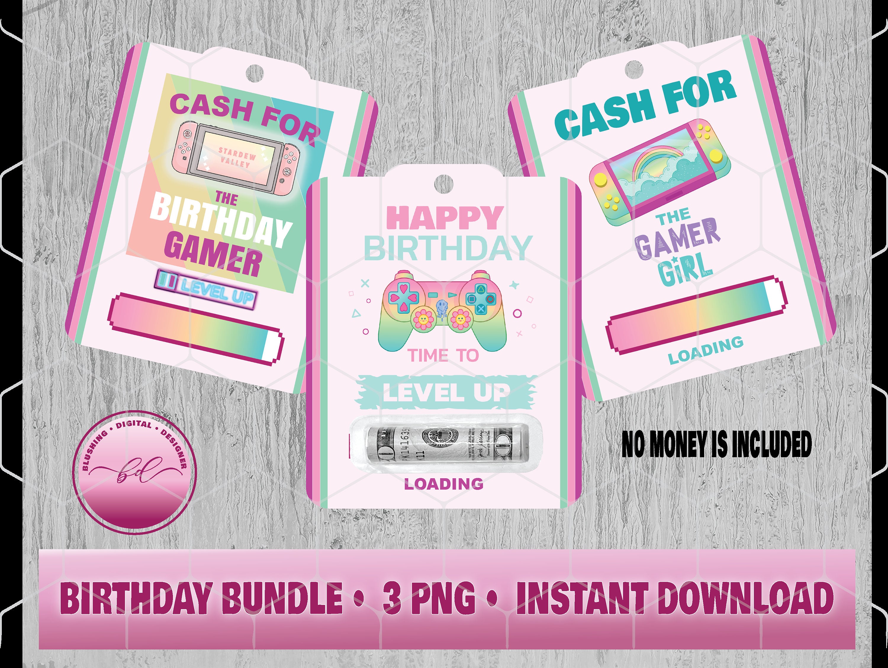 Retro Gamer Birthday Gift Printable Money Card, Lip Balm Money Card PNG ...