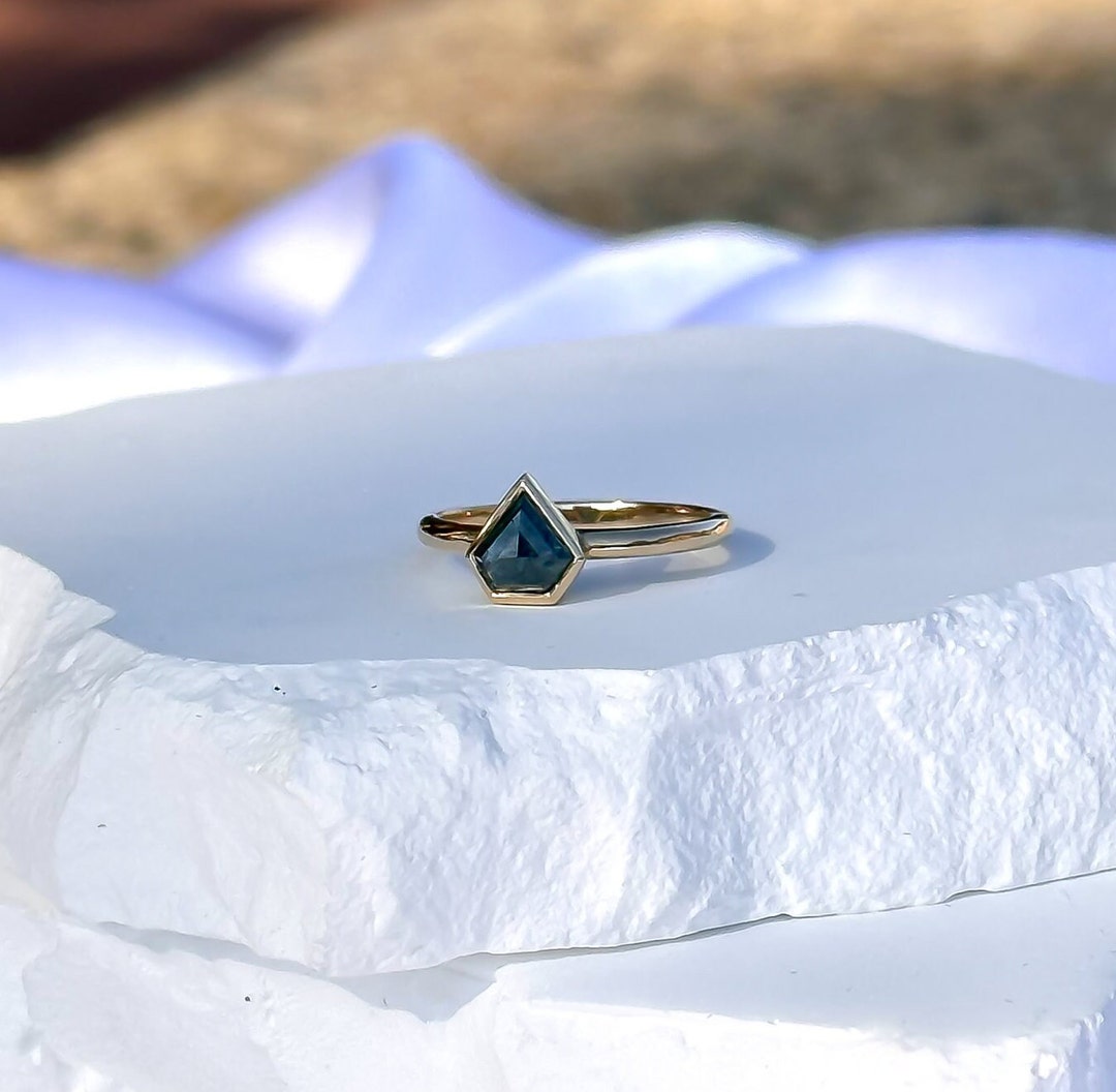 Cersei Blue Lagune Diamond Ring, 14k Yellow Gold Engagement Fine Jewelry Ring - Etsy