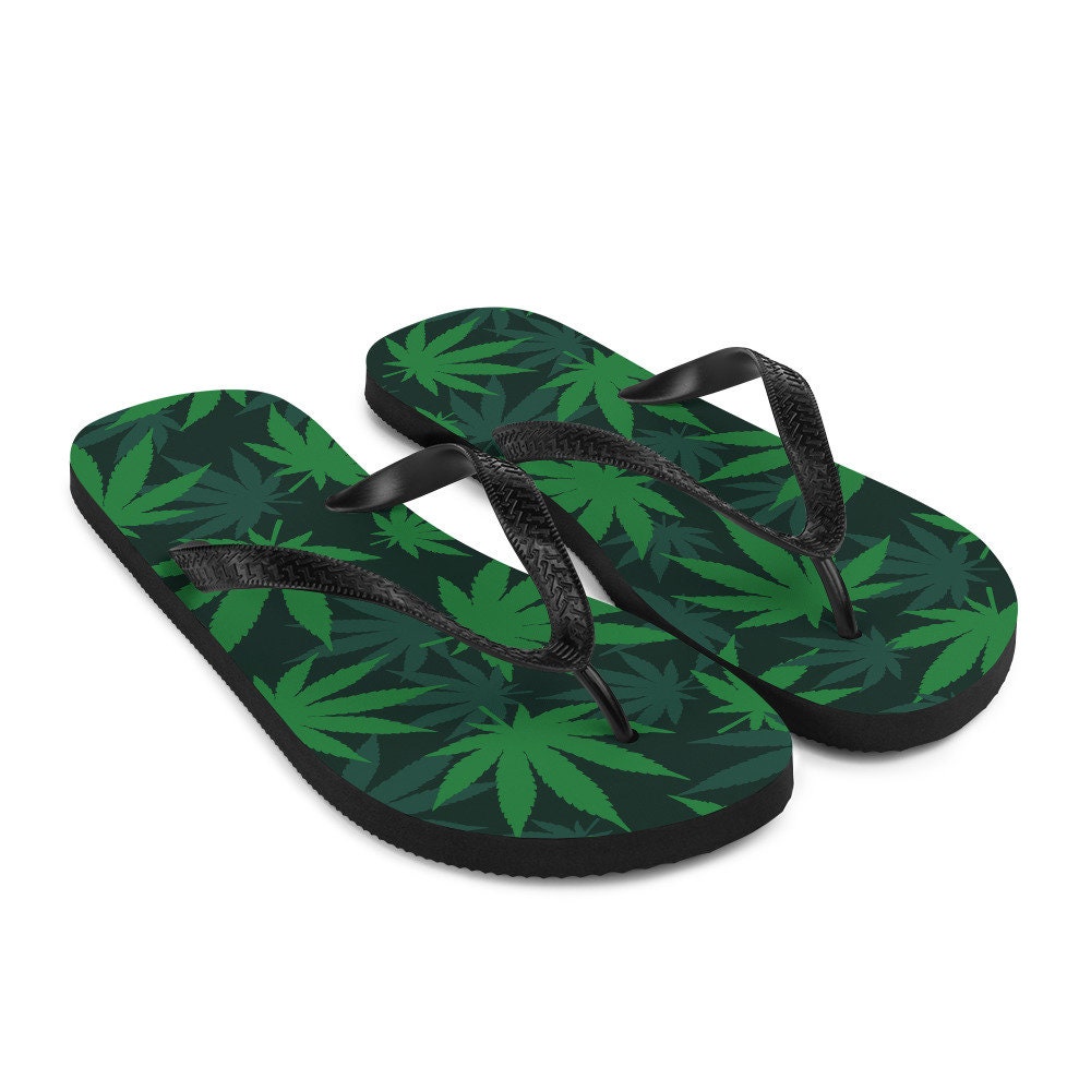Funny Flip Flops Weed Flip Flops Stoner Gift 420 Weed Custom Shoes ...