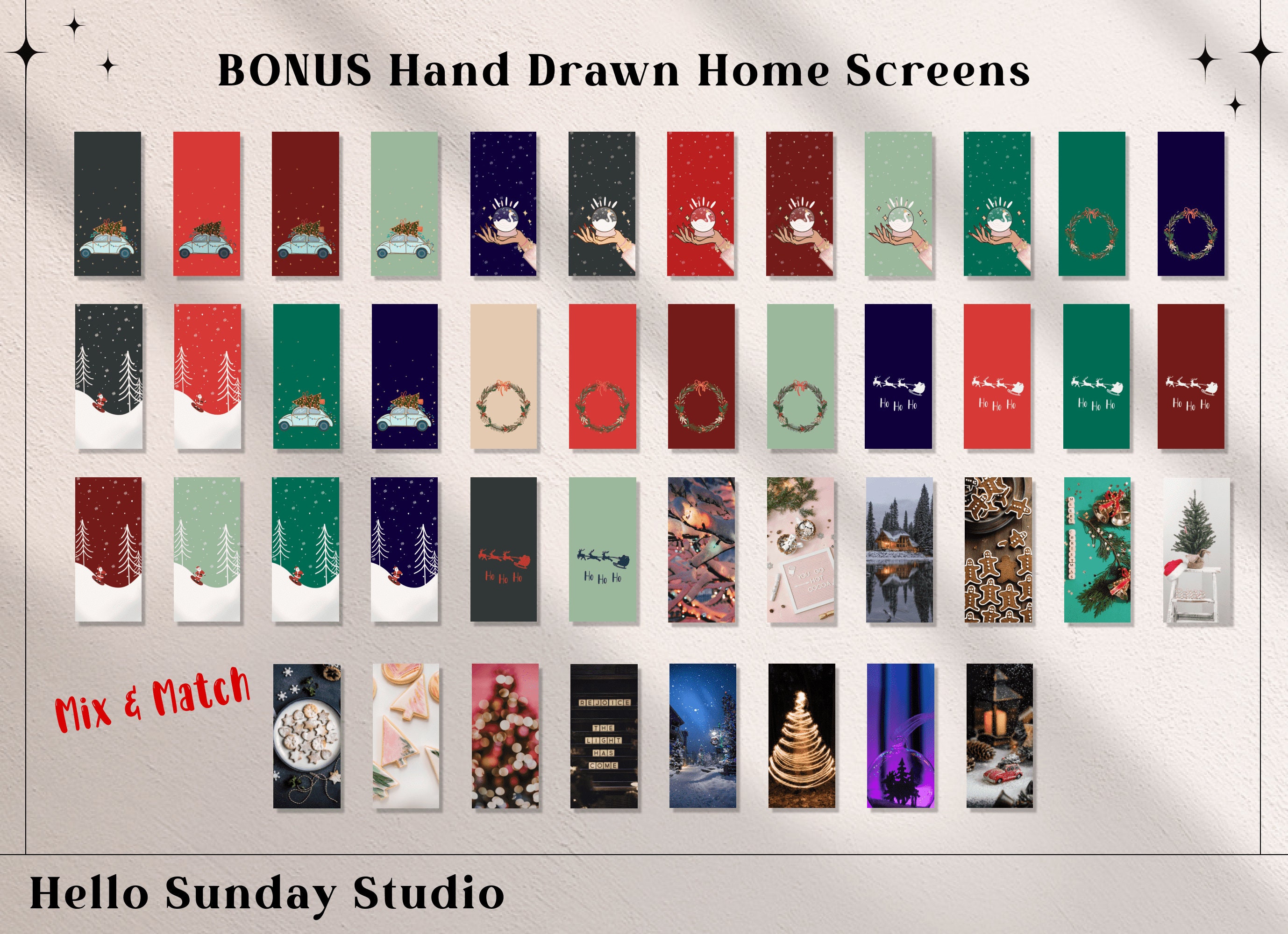 Christmas Aesthetic Theme - Hand Drawn Ios16 App Icons Bundle, Ios14 ...