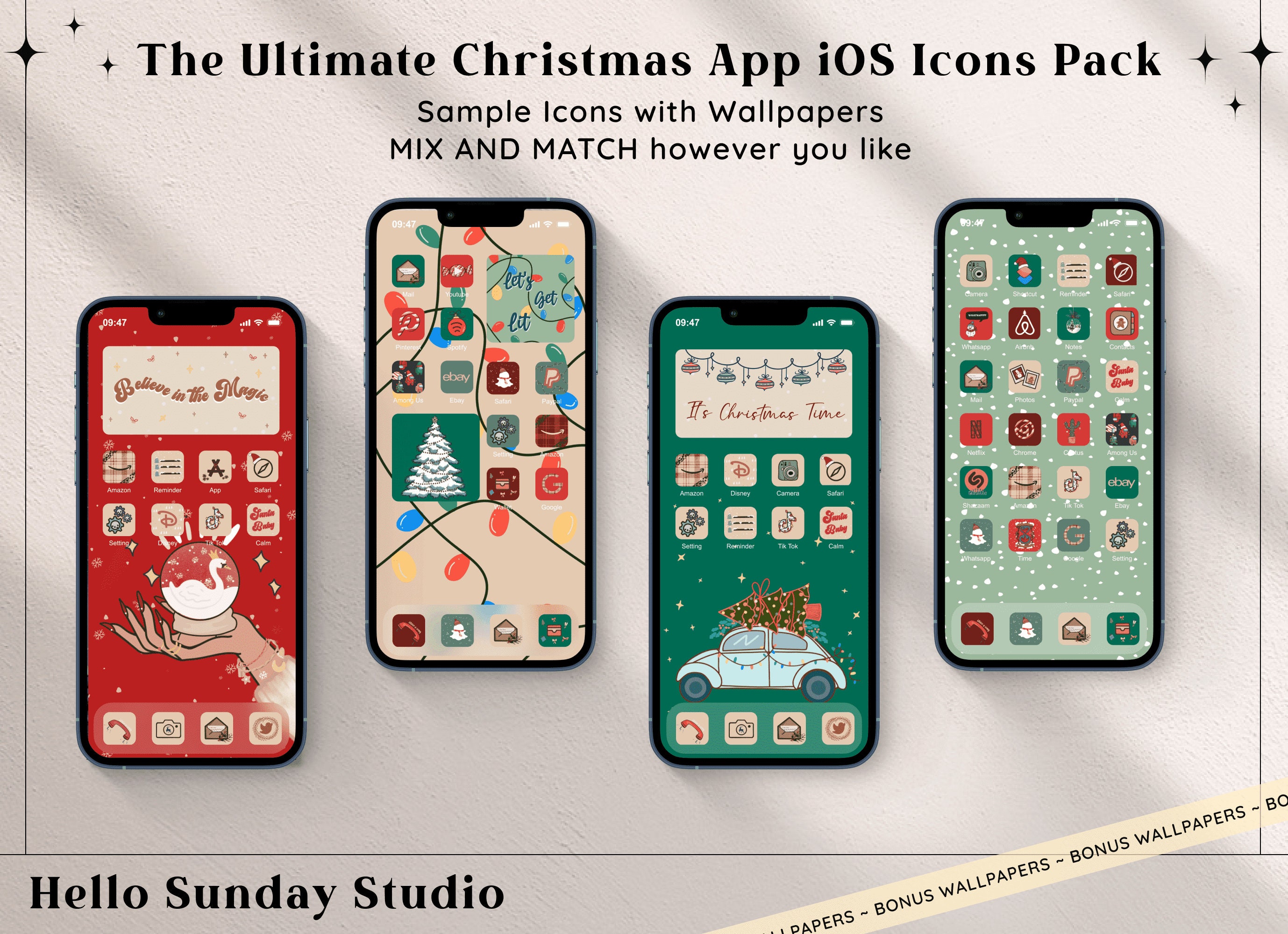 Christmas Aesthetic Theme - Hand Drawn Ios16 App Icons Bundle, Ios14 ...