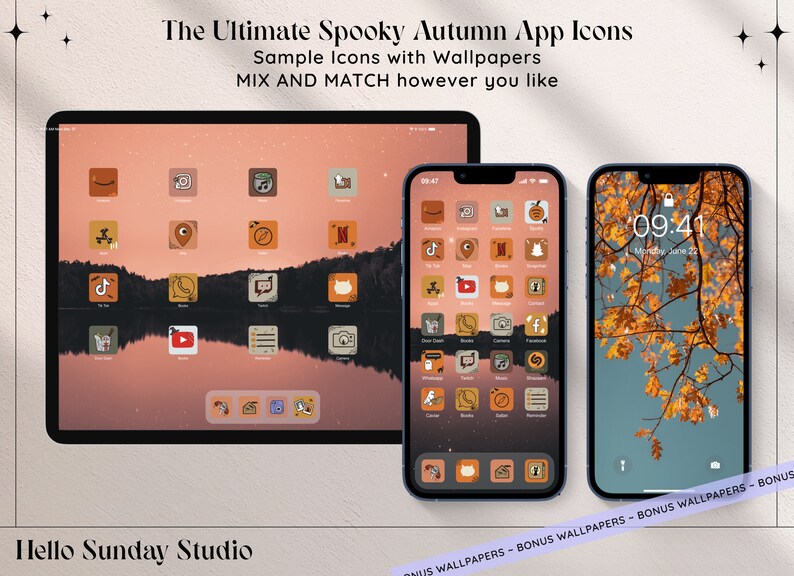 Spooky Fall - Hand Drawn Ios16 App Icon Pack Bundle, Ios14 App ...