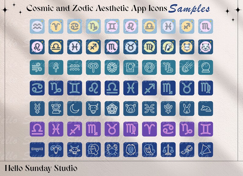 Cosmic Zodiac Ios16 App Icon Pack Bundle, Ios14 App Wallpapers, Minimal ...