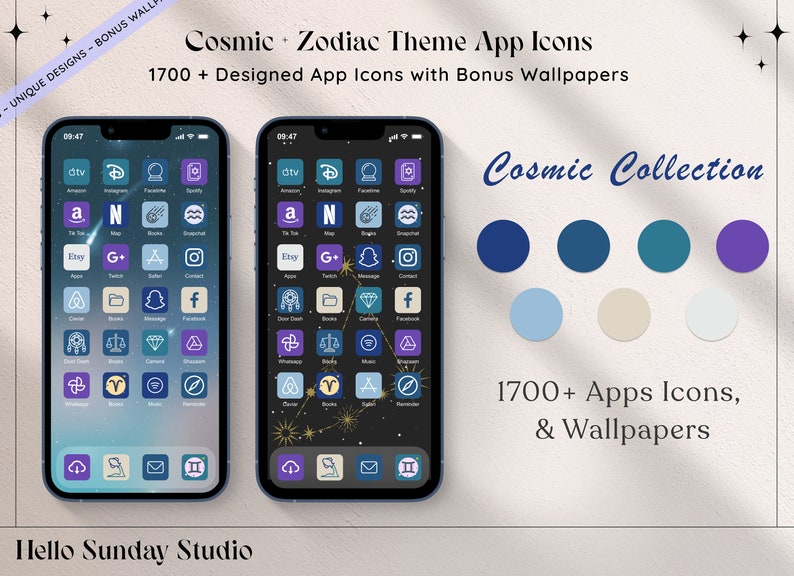Cosmic Zodiac Ios16 App Icon Pack Bundle, Ios14 App Wallpapers, Minimal ...