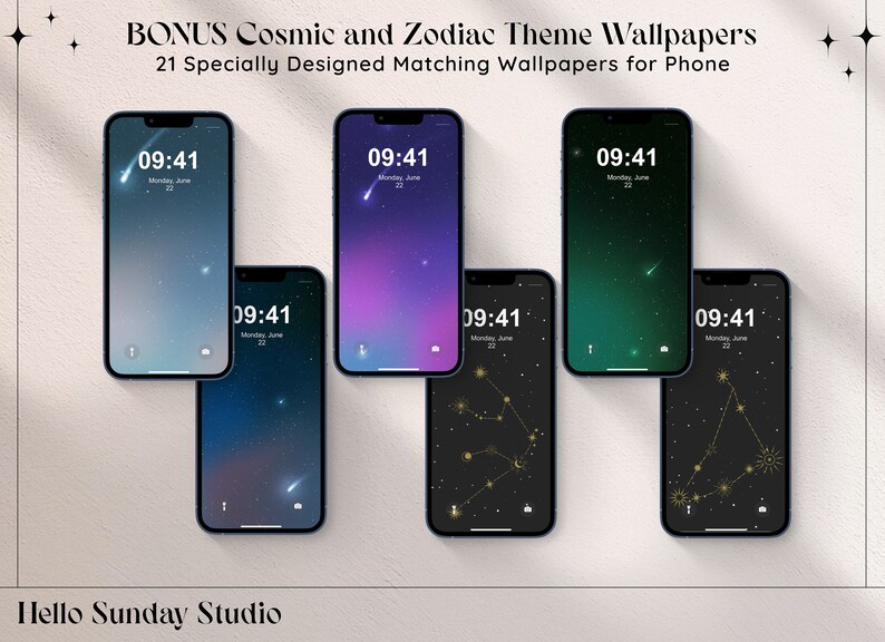 Cosmic Zodiac Ios16 App Icon Pack Bundle, Ios14 App Wallpapers, Minimal ...