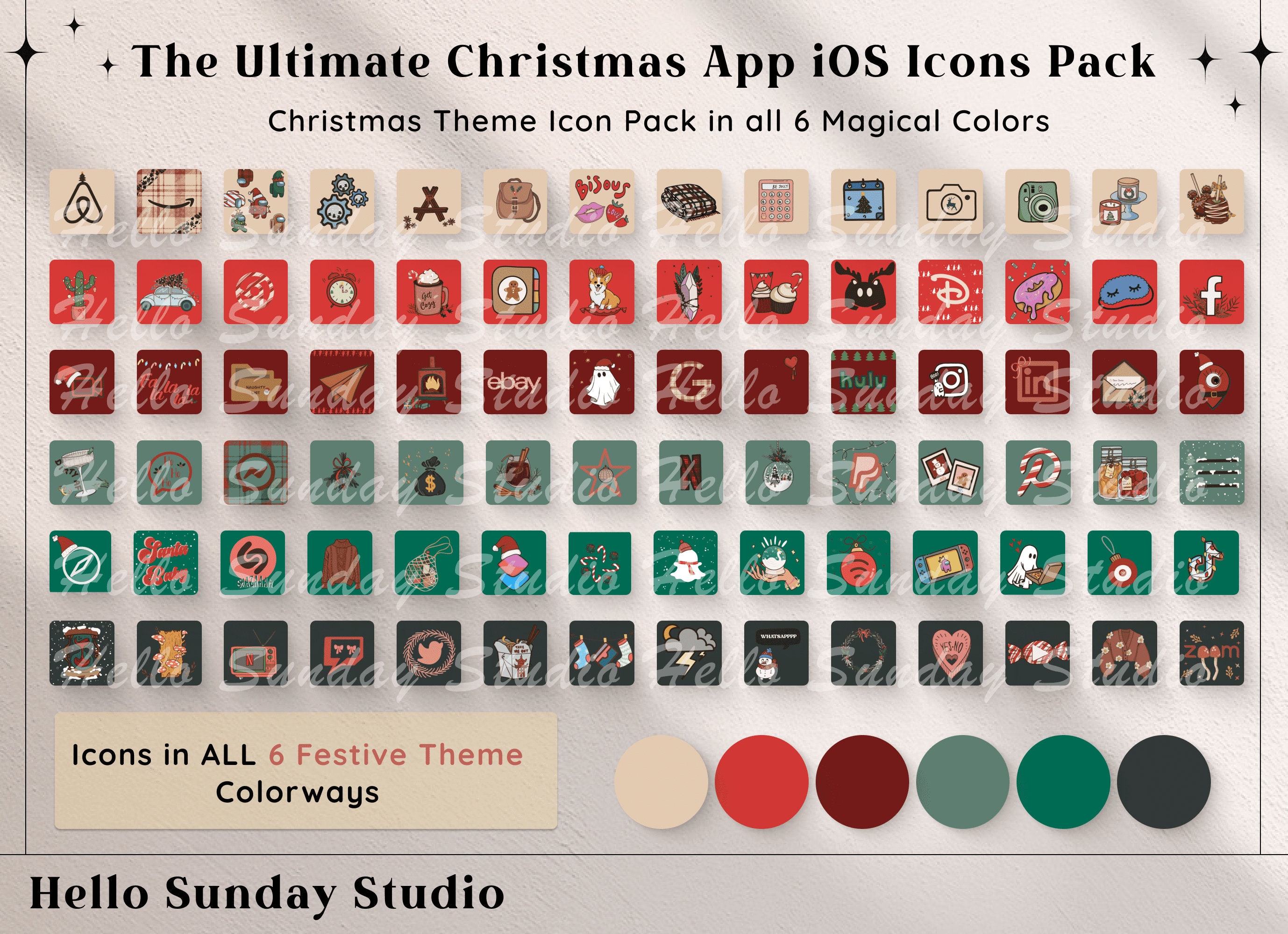Christmas Aesthetic Theme - Hand Drawn Ios16 App Icons Bundle, Ios14 ...