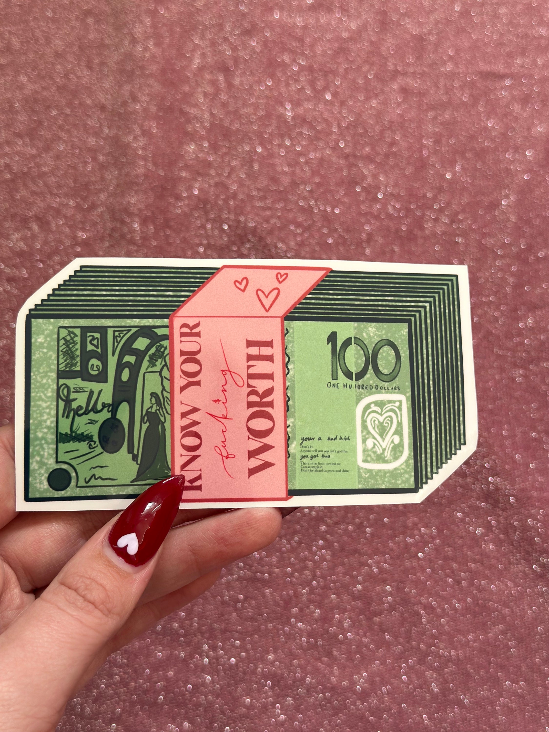 Know Your Fucking Worth Wad of Cash Sticker - Etsy