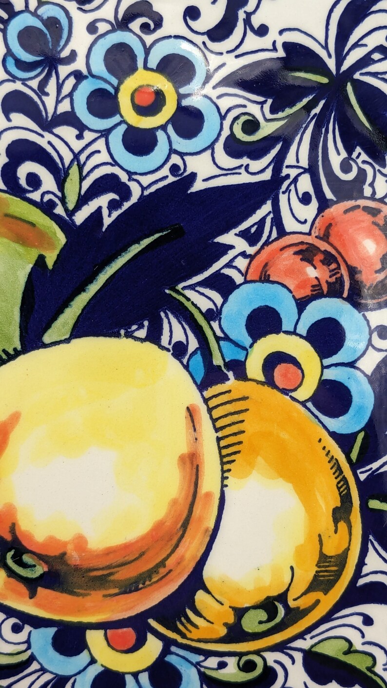 7" Ceramar Hand-painted Plate From Spain - Fruit & Flowers! - Etsy