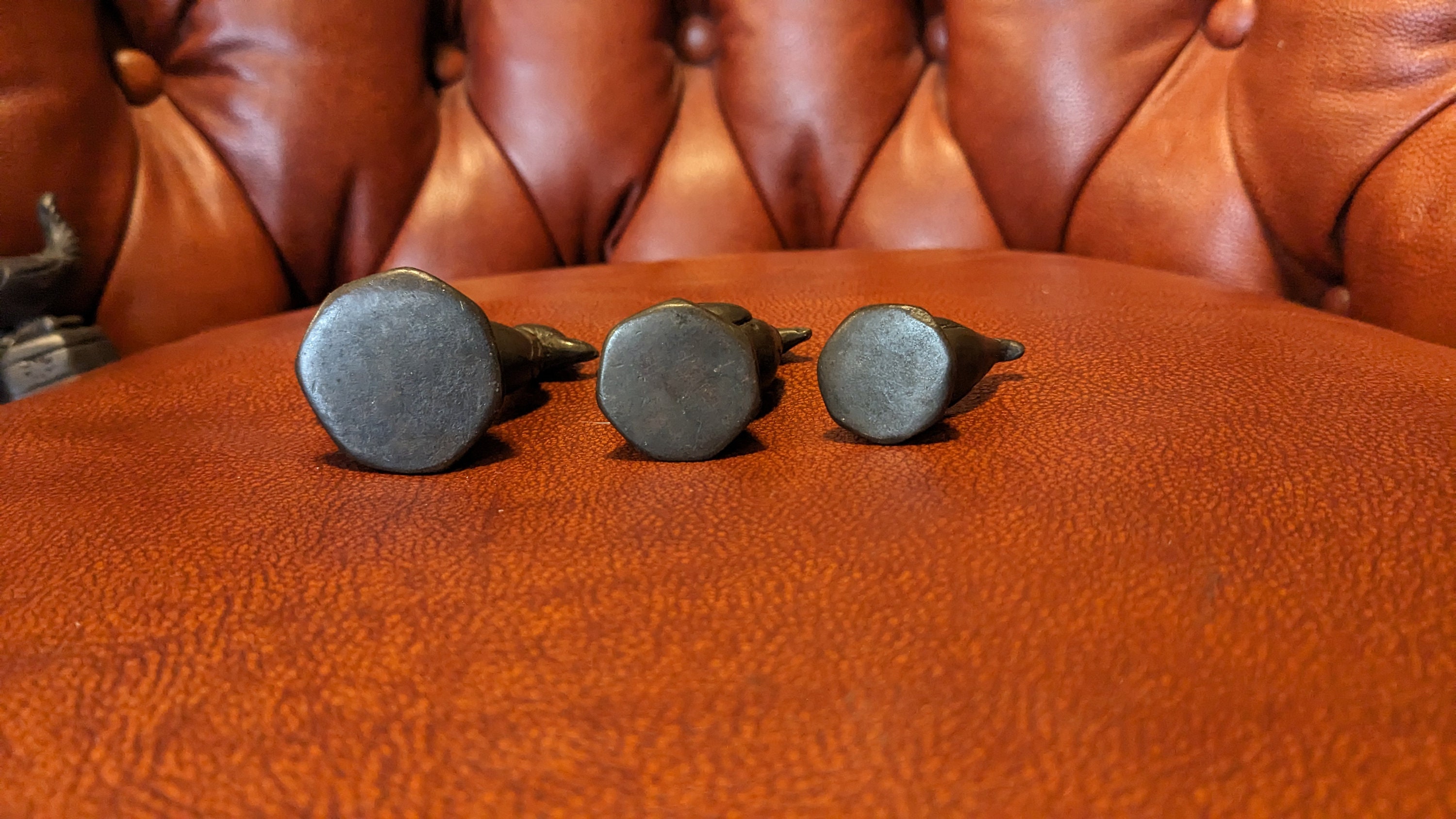 6 Antique Burmese "opium Weights", 19th Century, Heptagonal Base ...