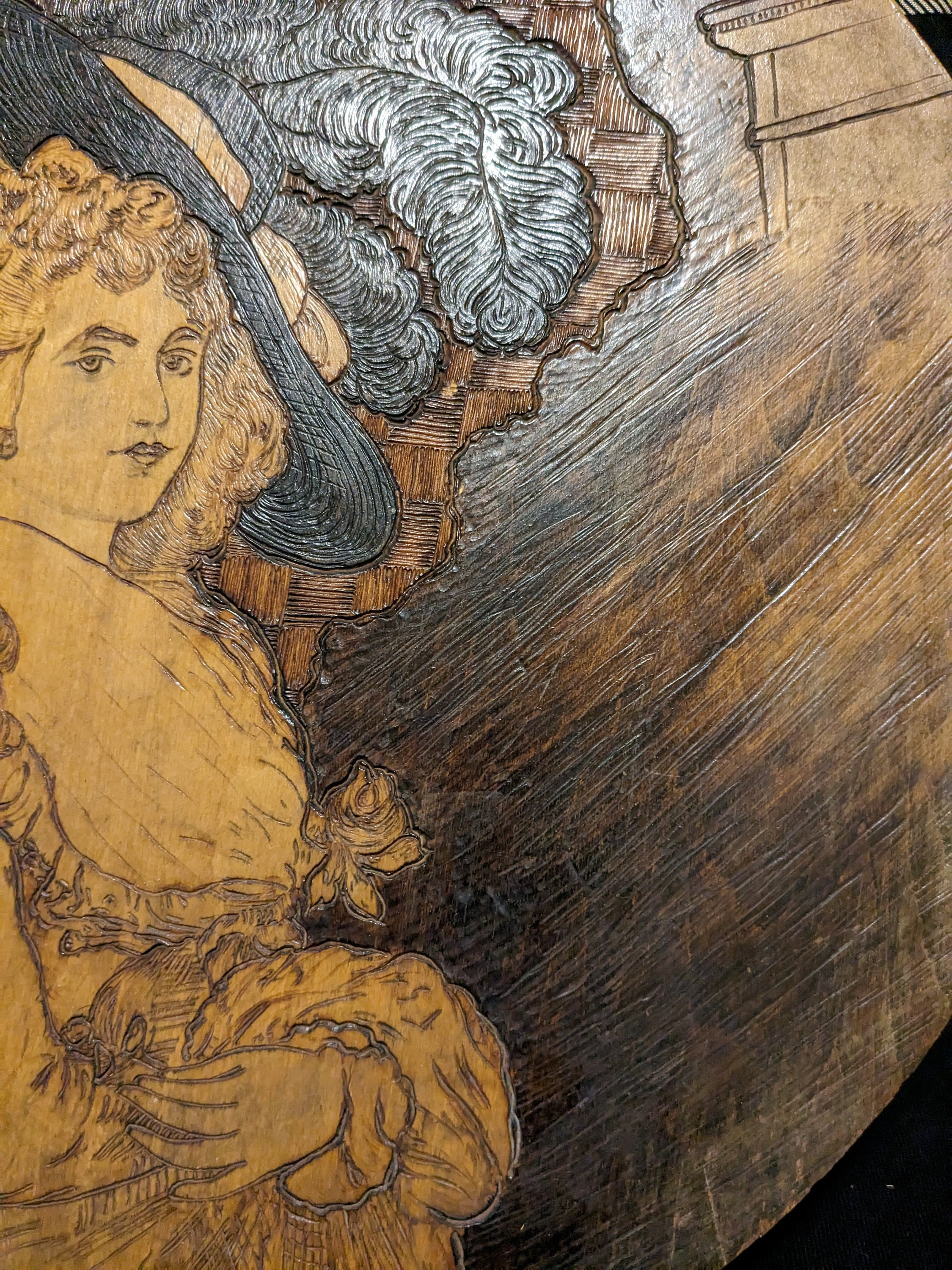 1900's Victorian Woman With Hat Antique Pyrography - Etsy