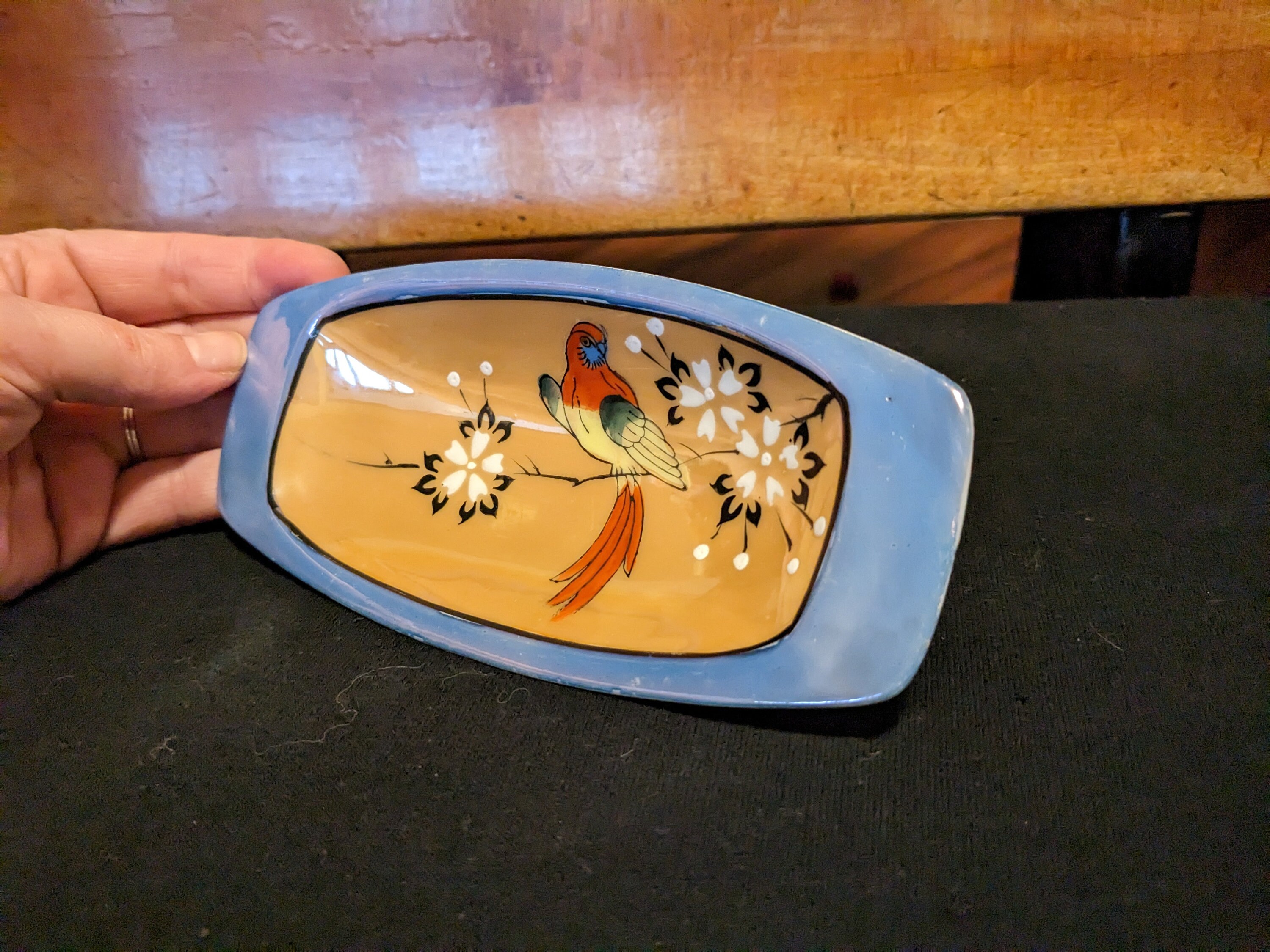 Antique Japanese Lusterware Hand-painted Porcelain Nippon Dish With ...