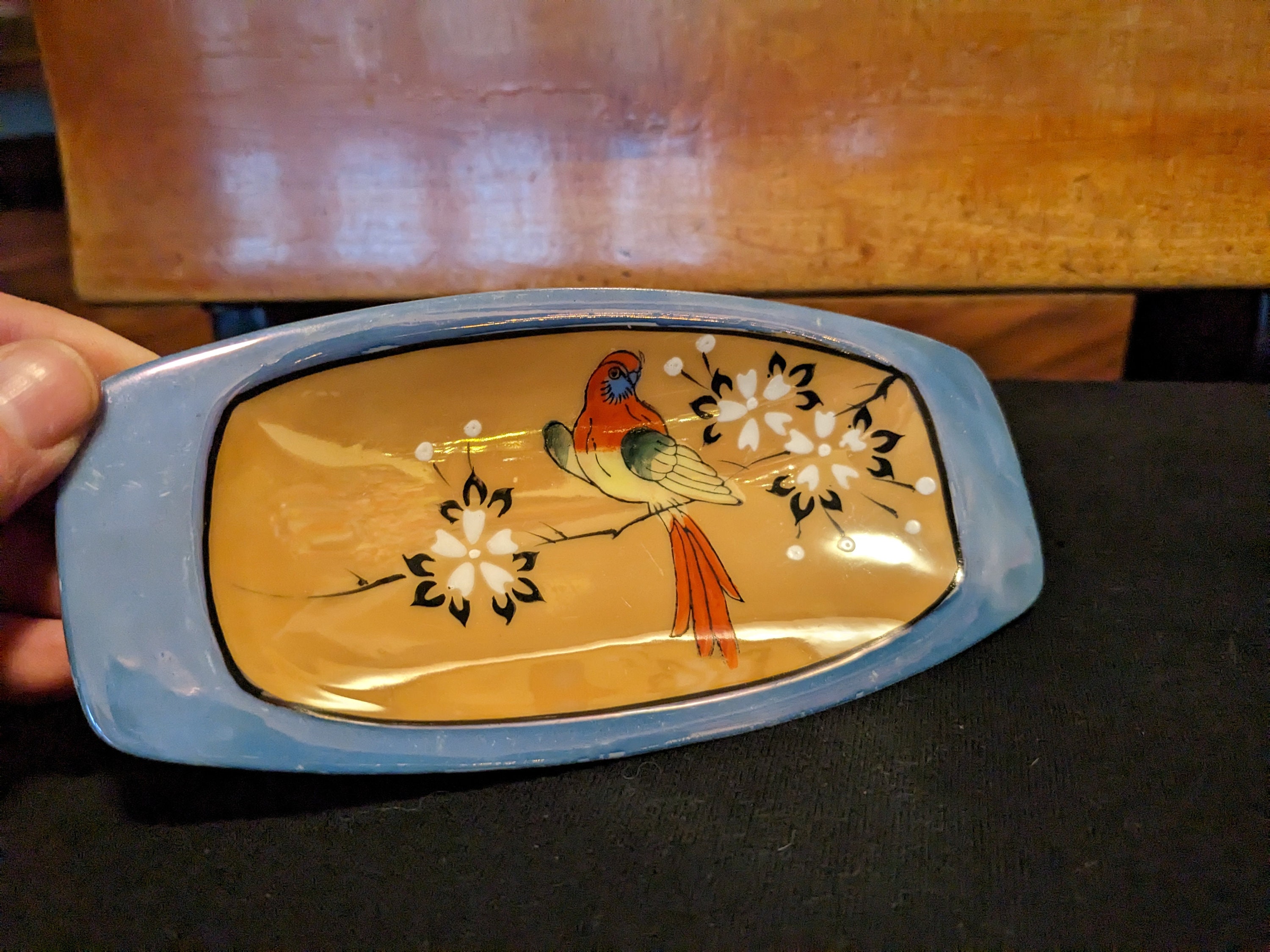 Antique Japanese Lusterware Hand-painted Porcelain Nippon Dish With ...