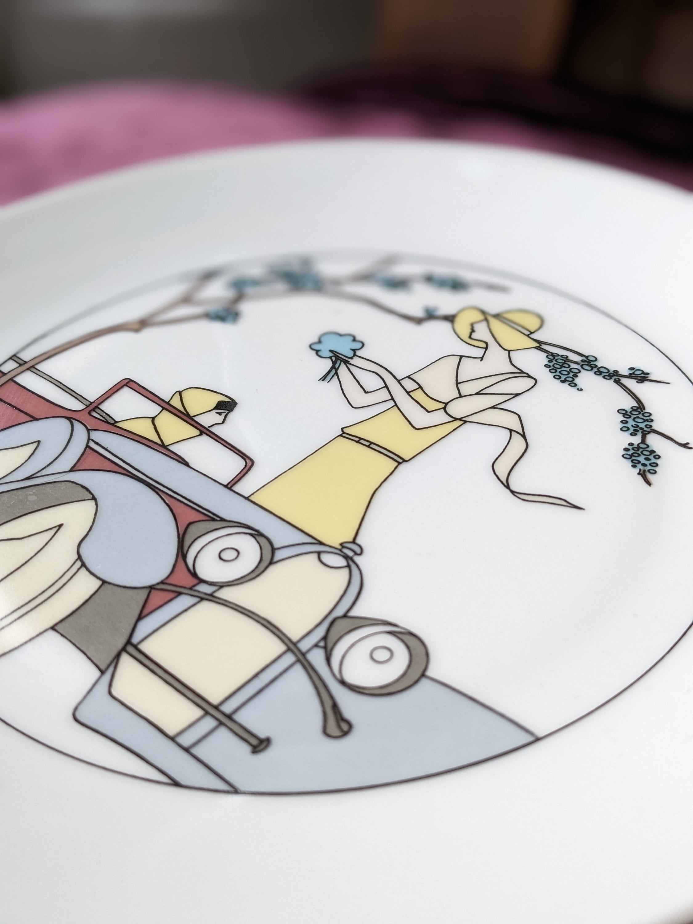 RARE VTG Art Deco French Porcelain Plates Bugatti & Voisin for Car ...