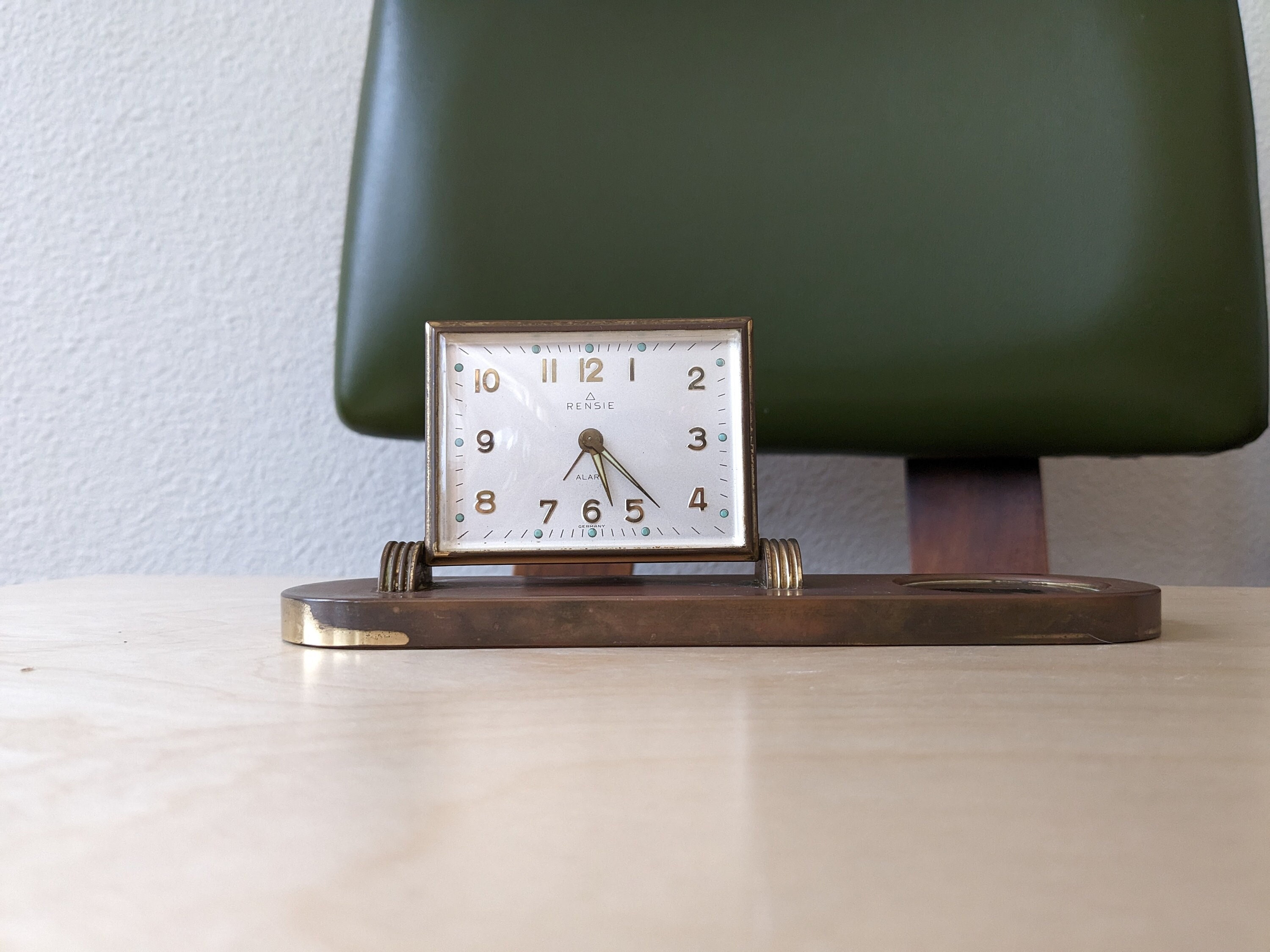 VTG RARE German Art Deco Rensie Alarm Clock Glow Dials and Large Heavy ...