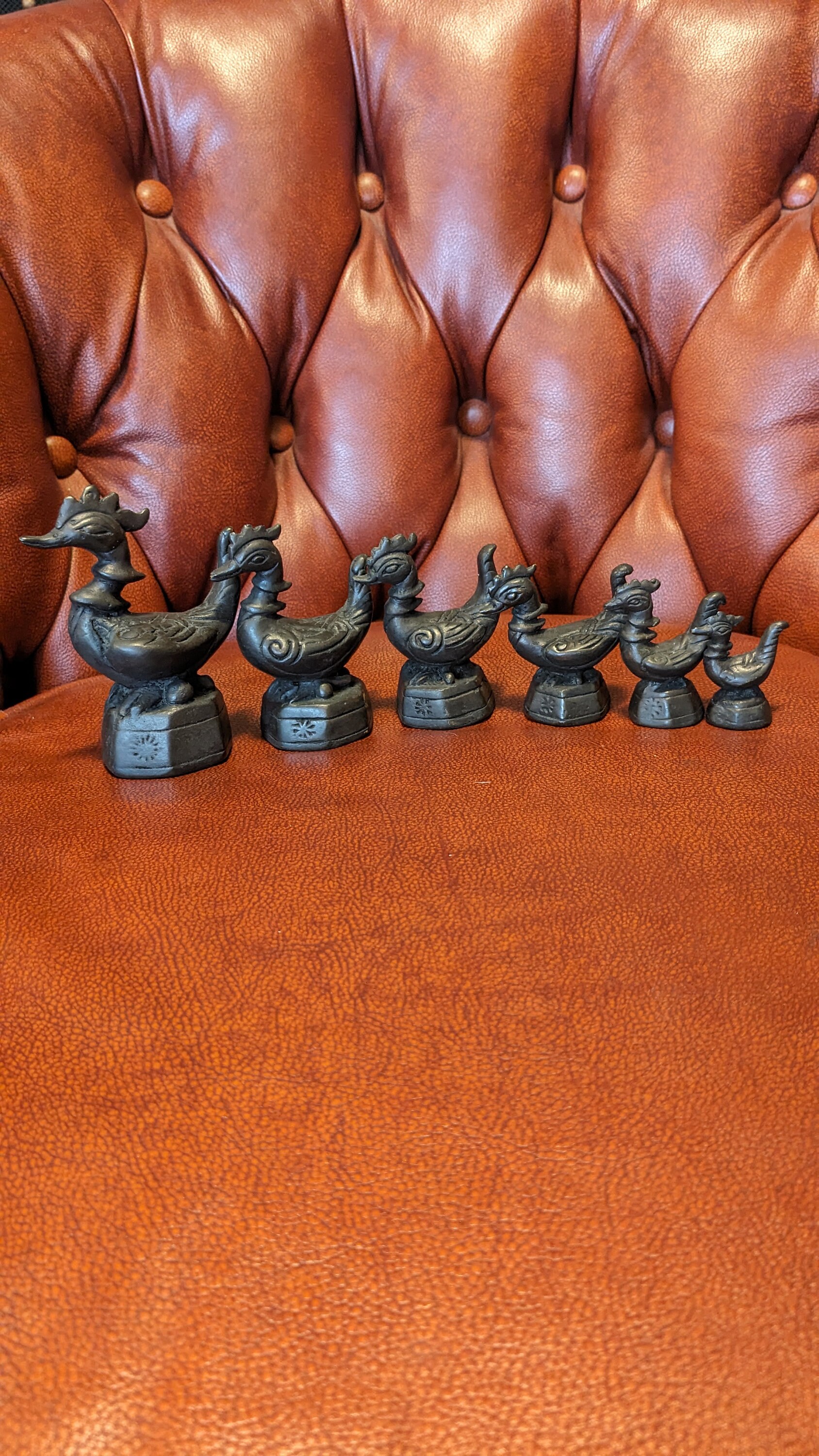 6 Antique Burmese "opium Weights", 19th Century, Heptagonal Base ...