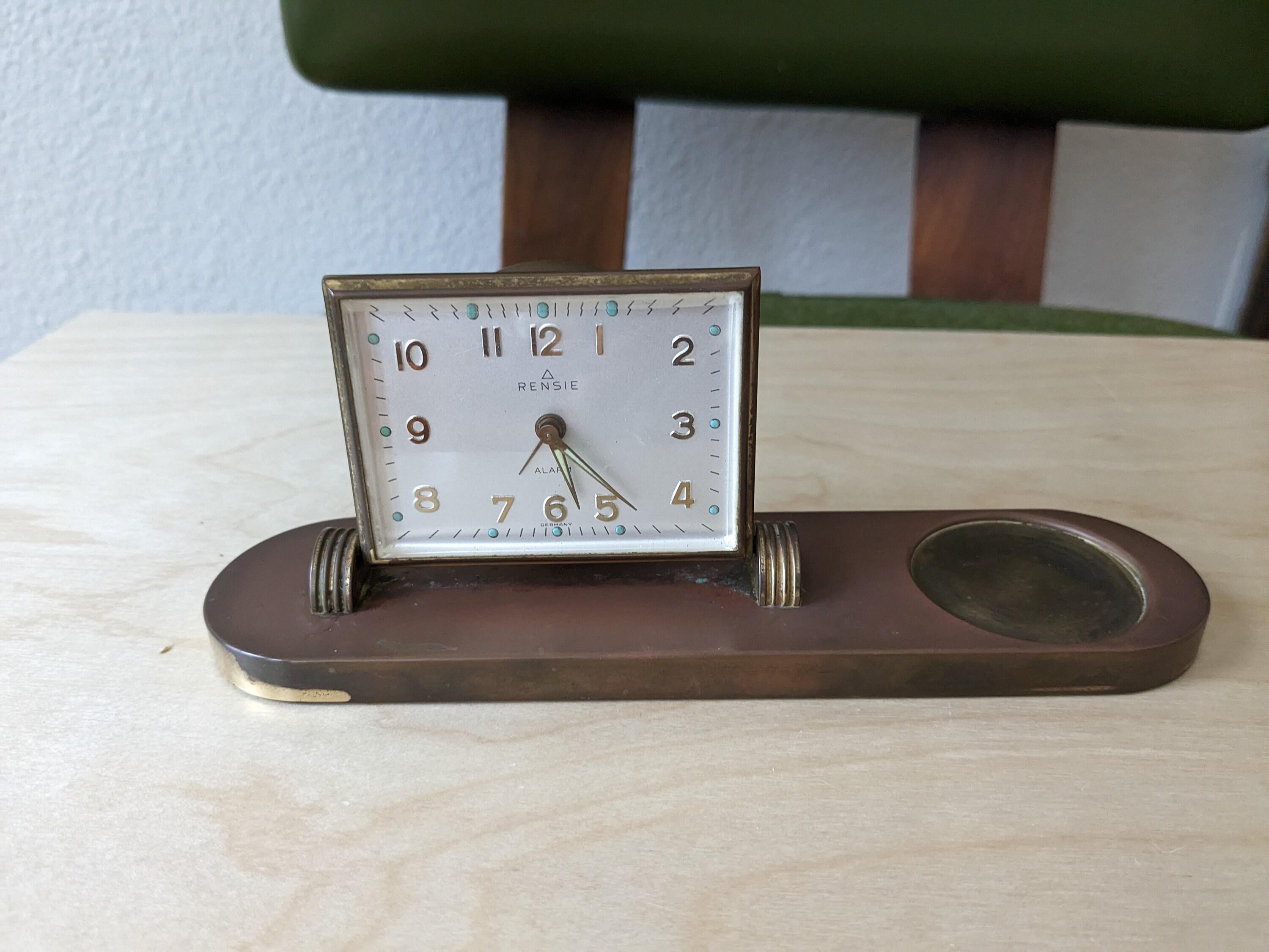 VTG RARE German Art Deco Rensie Alarm Clock Glow Dials and Large Heavy ...