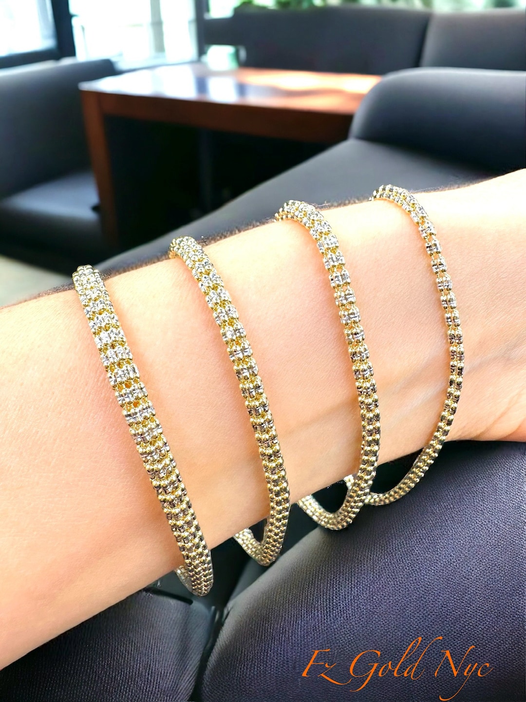 14K SOLID Real Gold Diamond Cut Ice Bracelet Yellow Gold- Real Stylish ...