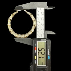 10K Real Gold,yellow Gold Round Bamboo Hoop Earrings, High Quality ...