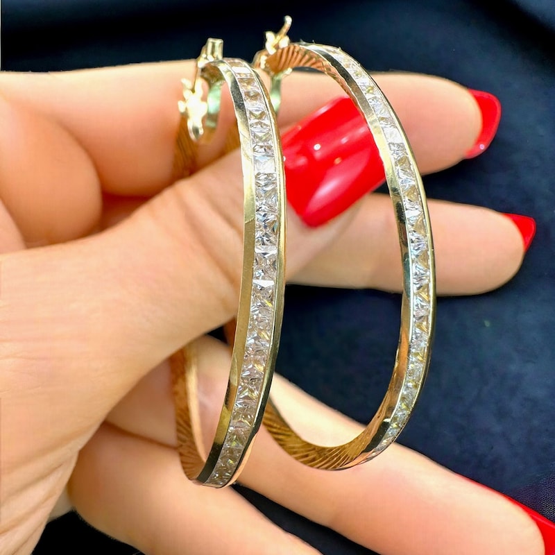 Real Gold Hoop Earrings - Etsy