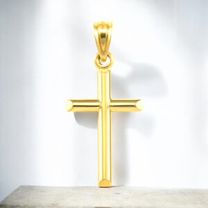 14K Real Gold - Cross Pendant Plain for Necklace- Religious Christian ...