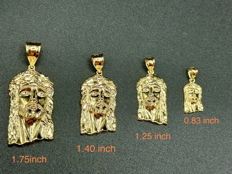 14K Solid Gold - Jesus Head Pendant - Jesus Face Diamond Cut Charm ...