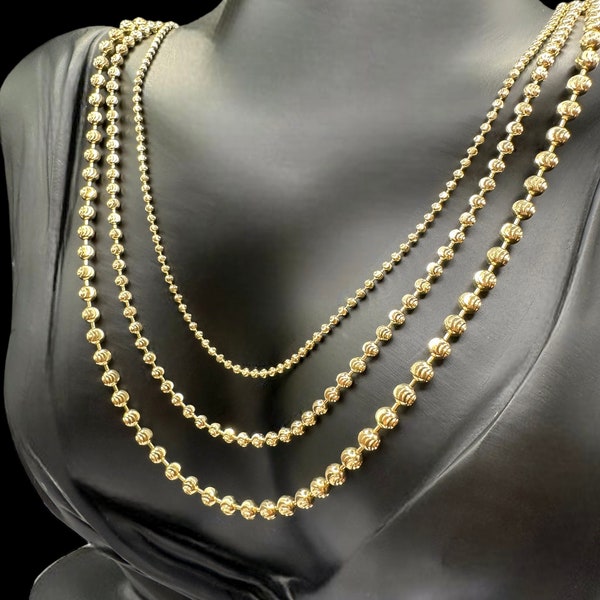 14k Gold Necklace Bead Chain - Etsy