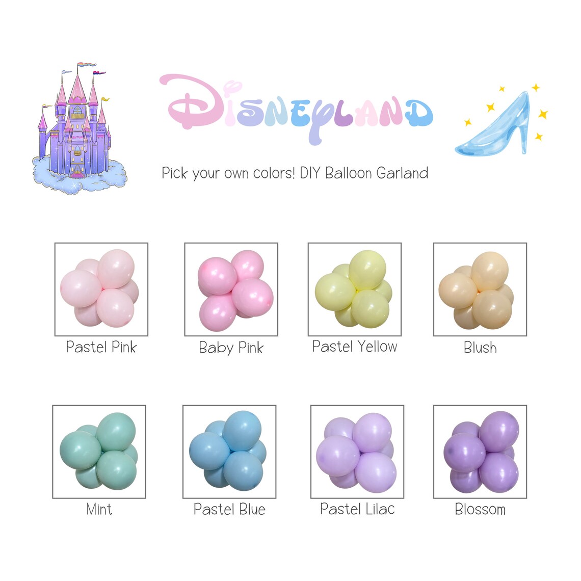 Princess Birthday Theme | Disneyland | Pastel Balloons | Princess Party ...