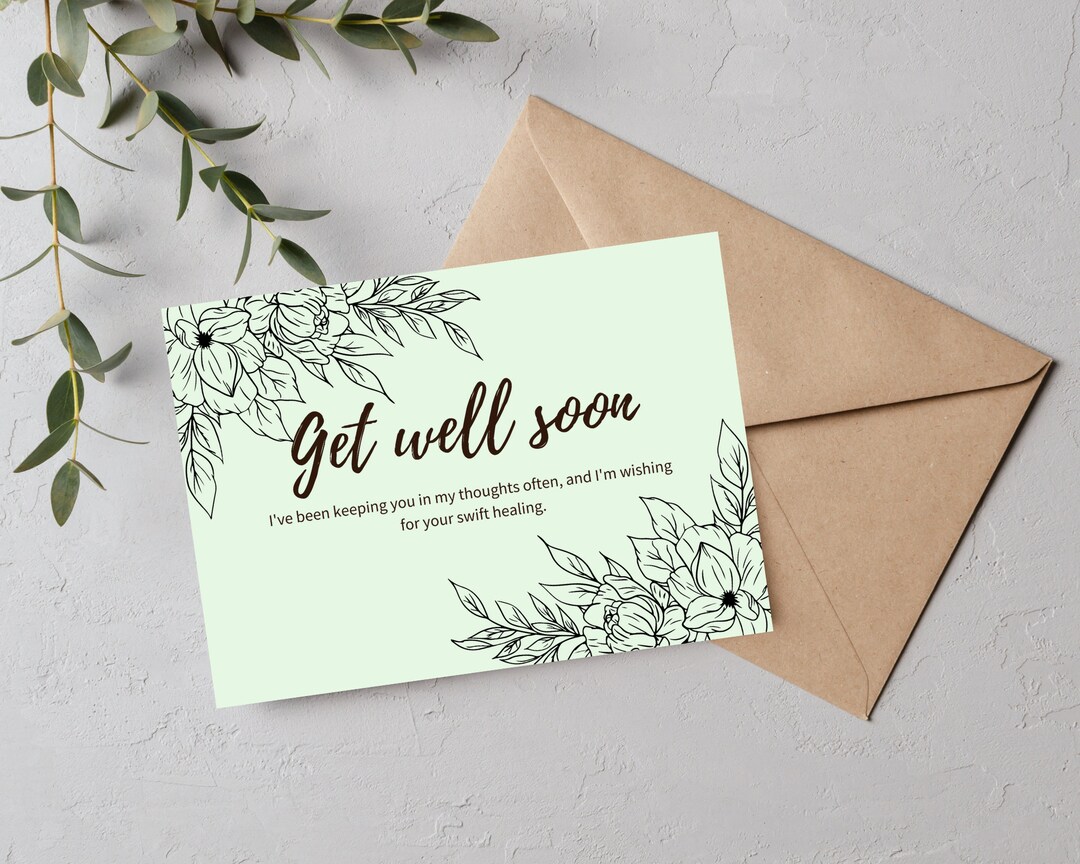 Cheerful Get Well Soon Card: Floral Healing Wishes (printable) - Etsy