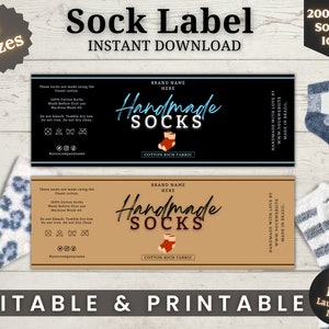 Printable Hand Knit Sock Label, Socks Tags, Hand Knit Socks, Sock Label ...