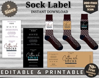 Editable Socks Label Template DIY Socks Hang Tag Fold Over - Etsy