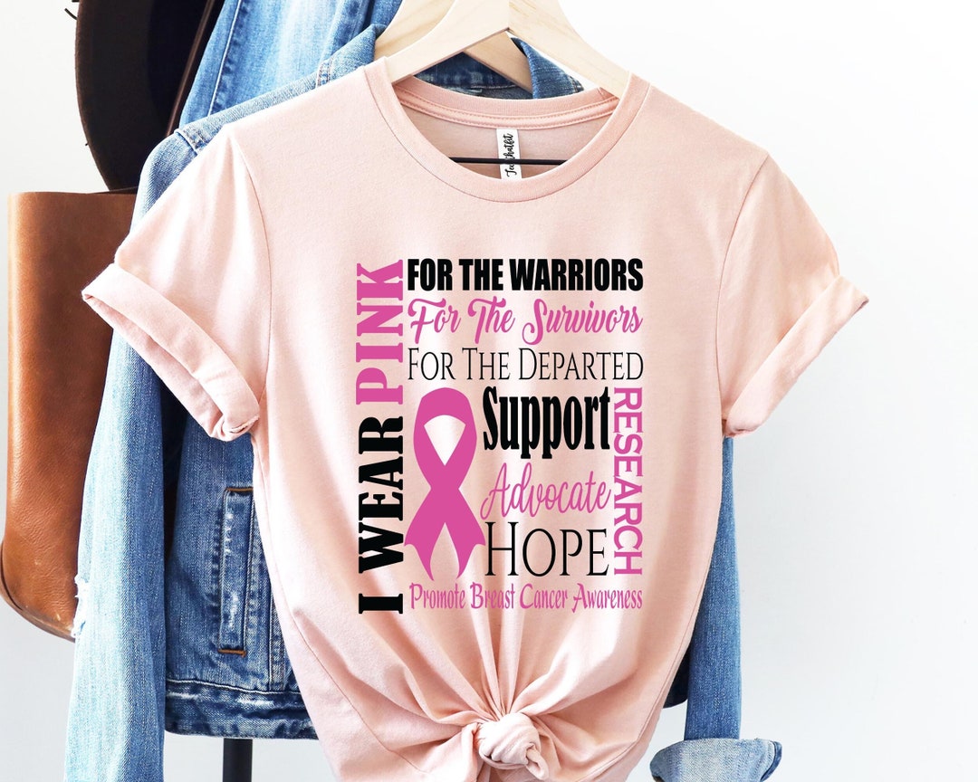 Breast Cancer Awareness Shirt, I Wear Pink Shirt, Cancer Support Shirt, Pink Ribbon Shirt ...