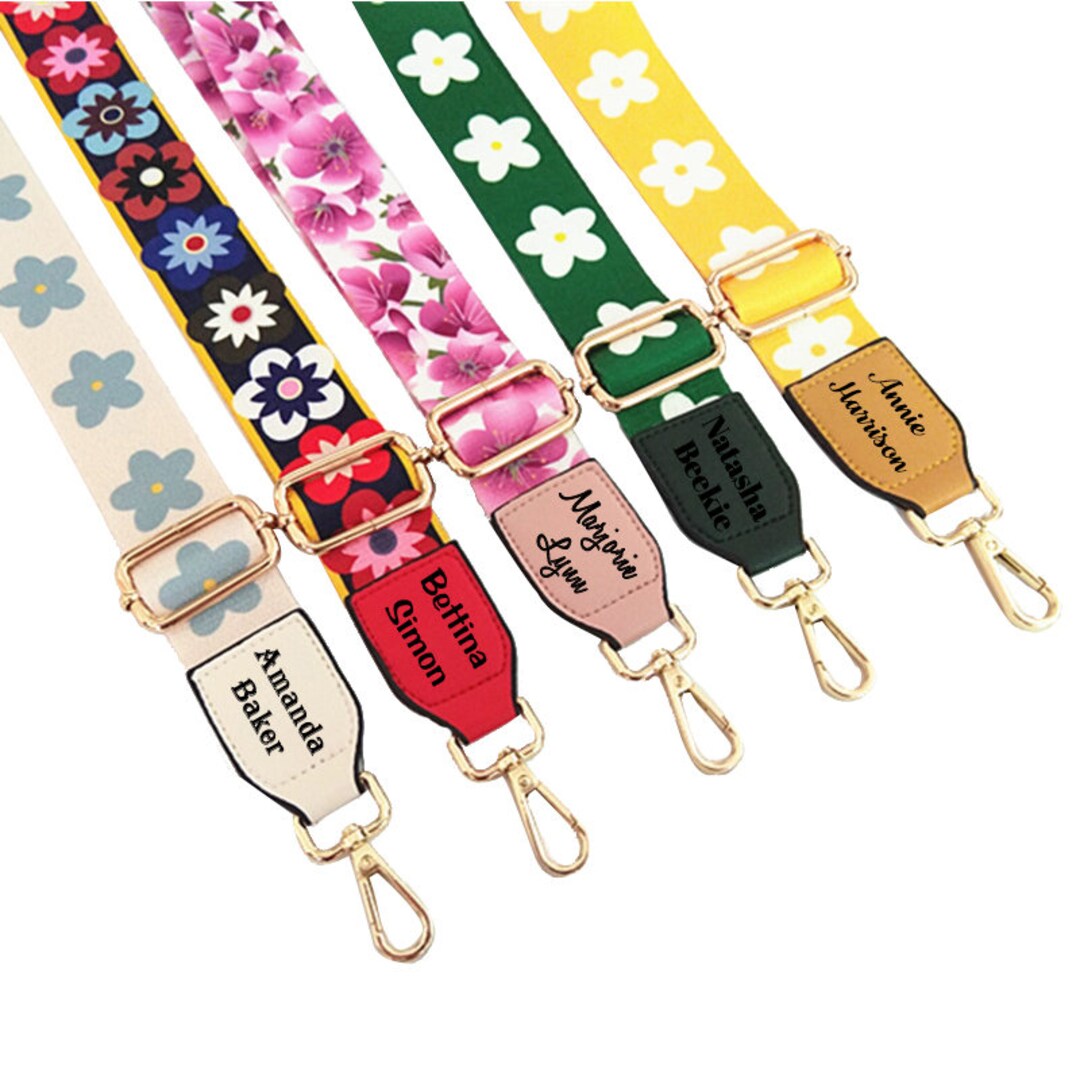 Custom Name Engraved Bag Strap,colorful Cotton Embroidery Webbing ...