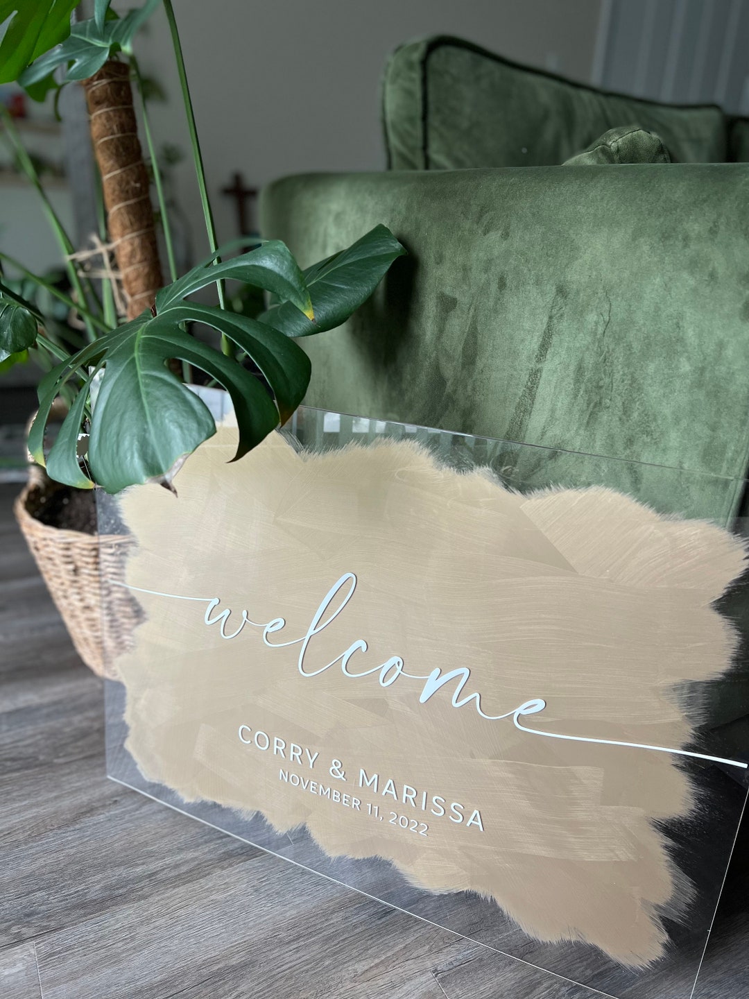 Hand Painted Custom Acrylic Wedding Welcome Sign Painted Acrylic Sign ...
