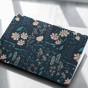 Navy Floral Laptop Skin, Laptop Cover, Laptop Skins, Removable Laptop ...